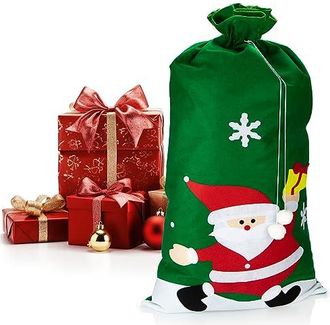Com-Four Sac Cadeau XXL pour Noël avec Motif Père Noël - Sac Père Noël à remplir - Sac de Noël - Sac Cadeau pour Costume de Père Noël et décoration de Noël