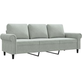vidaXL 3-Sitzer-Sofa Hellgrau 180 cm Samt - Vidaxl