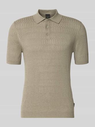 Bugatti Slim Fit Strick-Poloshirt mit Knopfleiste