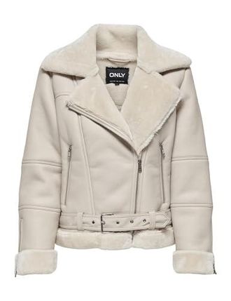Only Onlagnete Faux Leather Biker JKT CS OTW Veste de Motard, Pumice Stone, L Femme