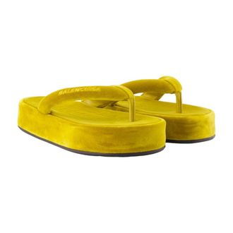 Balenciaga Womens Jet Lag Sandals - Balenciaga Velvet Yellow Other Shoes Flat-Shoes