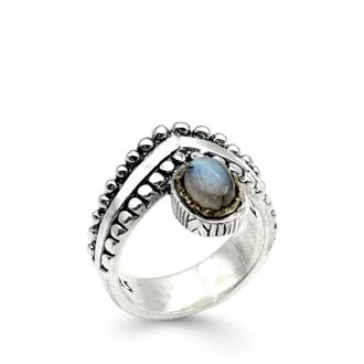 Jalan Jalan Labradorit Silberring - - Accessories - Damen - Grau - 56 MM