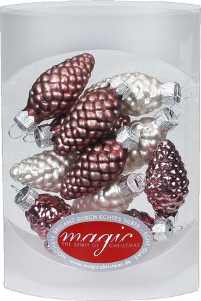 Magic Bodyfashion 12 Zapfen 4,5 cm Glas Weihnachtsschmuck Weihnachtsdeko Christbaumkugeln Christbaumschmuck 45mm, Farbe: Avenue of Romance (rosa Magnolie)