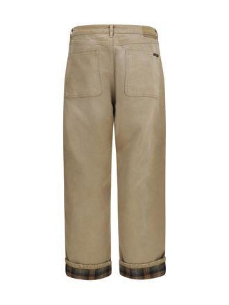 Golden Goose Cotton with Check Cuffs Trousers - Beige