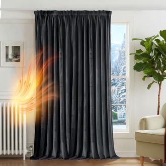 Deconovo Samtvorhang Blickdicht Gardinen mit Kr&auml;uselband Velvet Curtains Samt Vorh&auml;nge Thermovorhang f&uuml;r Wohnzimmer Schlafzimmer, 245x300cm(H&ouml;hexBreite), Grau,
