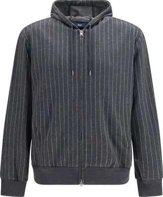 Herno Pinstriped Cotton Zip-Up Sweatshirt - Gray