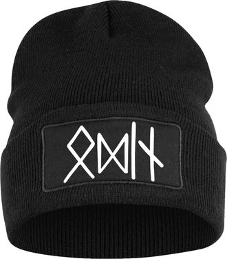 OM3 Beanie M&uuml;tze Wikinger Motive| Odin | Strickm&uuml;tze | Schwarz | Unisex