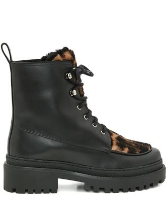 Yves Salomon Stiefeletten mit Leoparden-Print - Schwarz