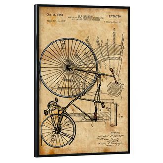 artboxONE Poster mit schwarzem Rahmen 45x30 cm Retro Steampunk Bicycle - Bild Steampunk Cyberpunk Fahrrad