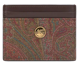 Etro Womens Card Holder Brown Cotton Wallets & Purses