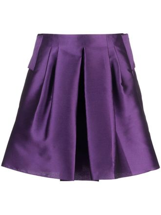 Alberta Ferretti short pliss&eacute; en satin &agrave; d&eacute;tail de noeud - Violet