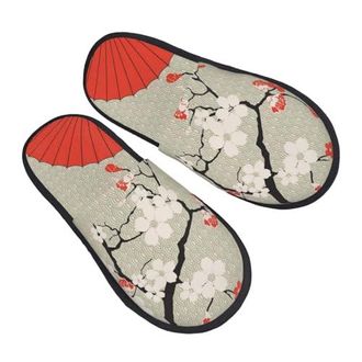 Generic Pantoufle Maison Fleur De Cerisier Parapluie Rouge Chaussons Maison Portative Hiver Chaussures Chaudes Confortable Chaudes Pantoufles Pour Salon H&ocirc;tel