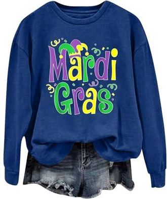 Generic Mon panier avec lettres imprim&eacute;es et col rond Sweat-shirt de No&euml;l pour femme, bleu, XXL