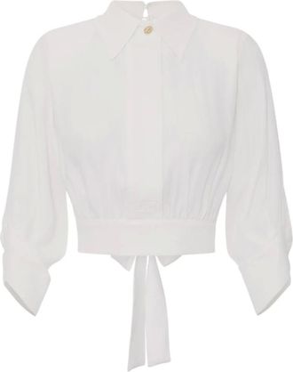 Elisabetta Franchi Femme, Blouses et Chemises, Blanc, Taille: 40 FR Camicia in georgette fusciacca