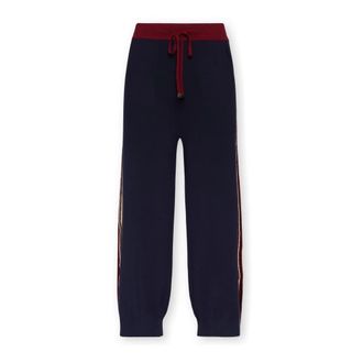 Elena Miro Cropped Strickhose mit Streifenbesatz - - Trousers - Damen - Blau - S