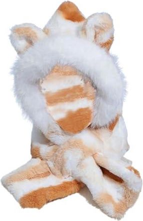 Generic chapeau dhiver animal - &eacute;charpe doreille en forme danimal chaud, ch&acirc;le enveloppant, &eacute;charpes, bonnet coupe-vent doubl&eacute; en peluche, cache-cou avec cach