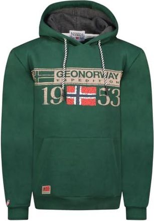 Geographical Norway Sweat à capuche pour homme à manches longues modèle Fast Life - Couleur vert foncé Taille XL, Vert foncé, XL