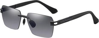 Generic Lunettes De Soleil Homme En M&eacute;tal &Agrave; D&eacute;grad&eacute; De Couleurs, Sans Monture, Style Conduite.(Black)