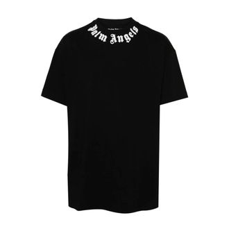Palm Angels Homme, Tops, Noir, Taille: XL T-shirt Noir avec Logo Aw24