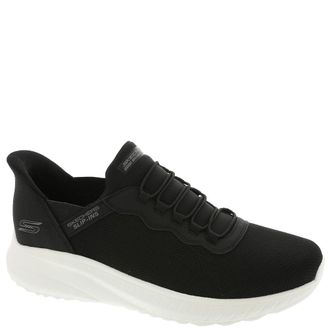 Skechers Herren Bobs Squad Chaos Daily Hype Sneakers, Schwarzer Strick, wei&szlig;er Rand, 39.5 EU