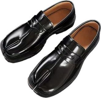 Generic JCVBN Tabi Chaussures Mocassins pour homme et femme Bout fendu Semelle &eacute;paisse Chaussures d&eacute;contract&eacute;es en cuir, Noir 02, 43.5 EU