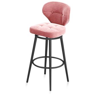 Generic Drehbarer Barhocker Aus Samt, 65 cm Hoch, Moderner K&uuml;cheninsel-Thekenhocker mit Metallfu&szlig; f&uuml;r Zuhause, Kneipe Oder Restaurant - Rosa, 1Er-Set