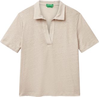 Benetton Damen Maglia Polo M/M 37ujd300y T-Shirt, beige, Medium