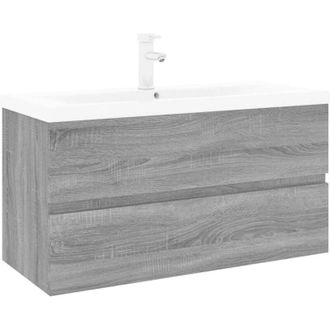 vidaXL vidaXL Waschbeckenschrank mit Einbaubecken Grau Sonoma Holzwerkstoff