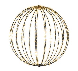 Lumineo Leuchtkugel Weihnachten zum H&auml;ngen LED Kugel Metall Schwarz Stecker Timer Outdoor 58cm