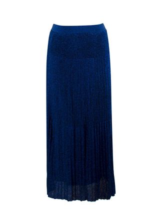 Missoni Metallic Blue Pleated Midi Skirt Size XXS
