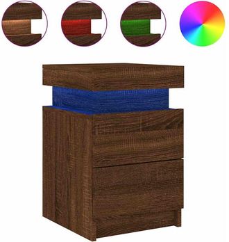 vidaXL Nachttisch mit LED-Leuchten Braun Eiche-Optik 35x39x55 cm Vidaxl