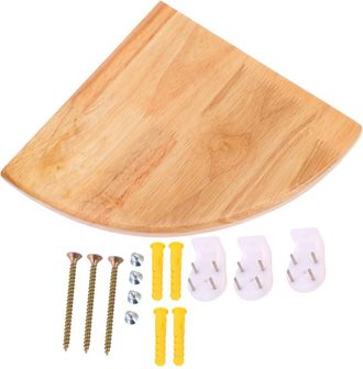 SOLUSTRE Schwebendes Eckregal aus Massivem Gummibaumholz Halbrundes Wandboard Radius Dekoratives Wandregal für Wohnzimmer Schlafzimmer Küche Bad und Büro Einfa