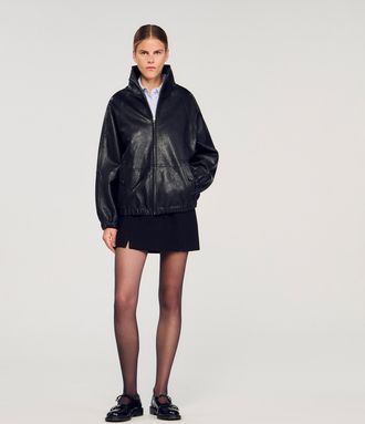 Sandro Blouson en cuir oversize