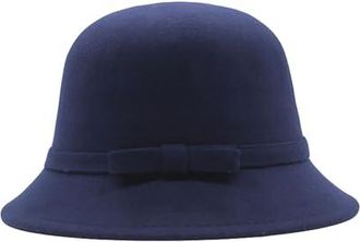 QUINTRA Chapeau unisexe pour femmes chapeau cloche des ann&eacute;es 1920 chapeau melon dhiver en fausse laine froissable chapeau melon vintage chapeau cloche rond c