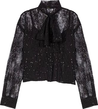 Maje sequinned lace shirt - Schwarz