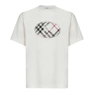 Burberry Check Knight Stamp Baumwoll-T-Shirt - - Tops - Herren - Wei&szlig; - XL
