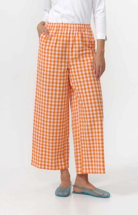 Suite13lab Damen vegan Hose Santa Check Orange