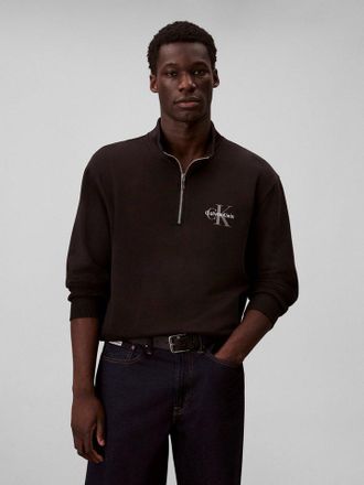 Calvin Klein Jeans Sweatshirt LS EU 350TERRY MICRO MONOLOGO QT Regular fit, Stehkragen und Rei&szlig;verschluss