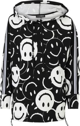 Doris Streich Sweatshirt mit Smiley-Print und Kapuze - - Tops - Damen - Schwarzk - XL