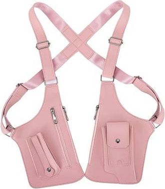 Generic Sac de rangement antivol pour gilet, sac &agrave; bandouli&egrave;re multifonction dissimul&eacute;, sac &agrave; bandouli&egrave;re en cuir, unisexe, rose, Taille unique