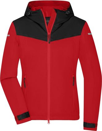 James & Nicholson Damen Allwetter Softshell-Jacke - Funktionelle Softshell-Jacke aus recyceltem Polyester f&uuml;r alle Wetterbedingungen | Farbe: light-red/black/light-red 