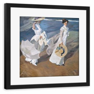 artboxONE Poster mit Rahmen schwarz 30x30 cm Am Strand spazierengehen von Mango Art - gerahmtes Poster