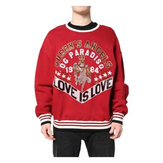 Dolce & Gabbana Roter Paillettenstrickpullover - - Sweatshirts & Hoodies - Herren - Rot - L