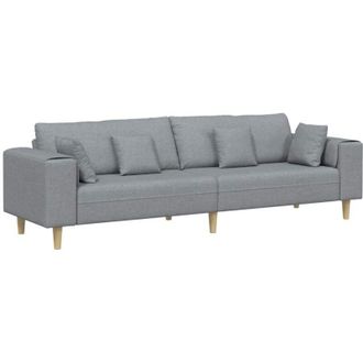 vidaXL Stoffsofa mit Kissen Hellgrau 208 cm Stoff vidaXL
