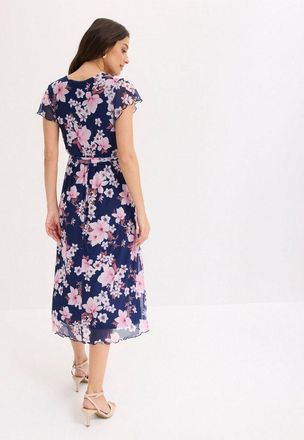 Bonprix Midikleid ausgestellte Passform, mit Bindeg&uuml;rtel, Kurzarm-Design