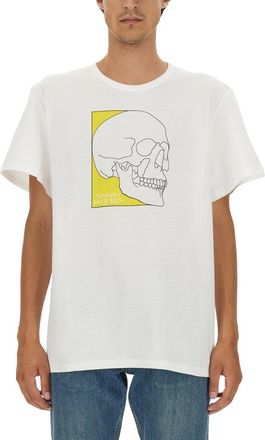 Alexander McQueen Skull Print Cotton T-Shirt - White
