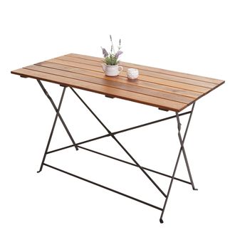 Mendler Biergartentisch HWC-J40, Klapptisch Gartentisch, Gastronomie-Qualit&auml;t Akazie MVG-Zertifiziert 120x60cm - braun