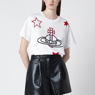 Vivienne Westwood Wei&szlig;es Orb and Stars T-Shirt