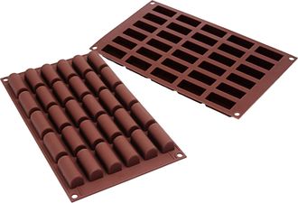 Silikomart Silikomart | SF129 Silikonform für MINI BUCHE Monoportionen, Antihaft, 30 Hohlräume, 6er Pack Kuchenformen, 44 x 18 h 20 mm Volumen 30 x 14 ml Tot. 42