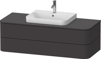 Duravit Happy D.2 Plus Konsolenwaschtischunterbau wandh&auml;ngend, 1300x550 mm, 2 Schubk&auml;sten, f&uuml;r M&ouml;belwaschtisch, HP496208080, Farbe: Graphit Supermatt Dekor